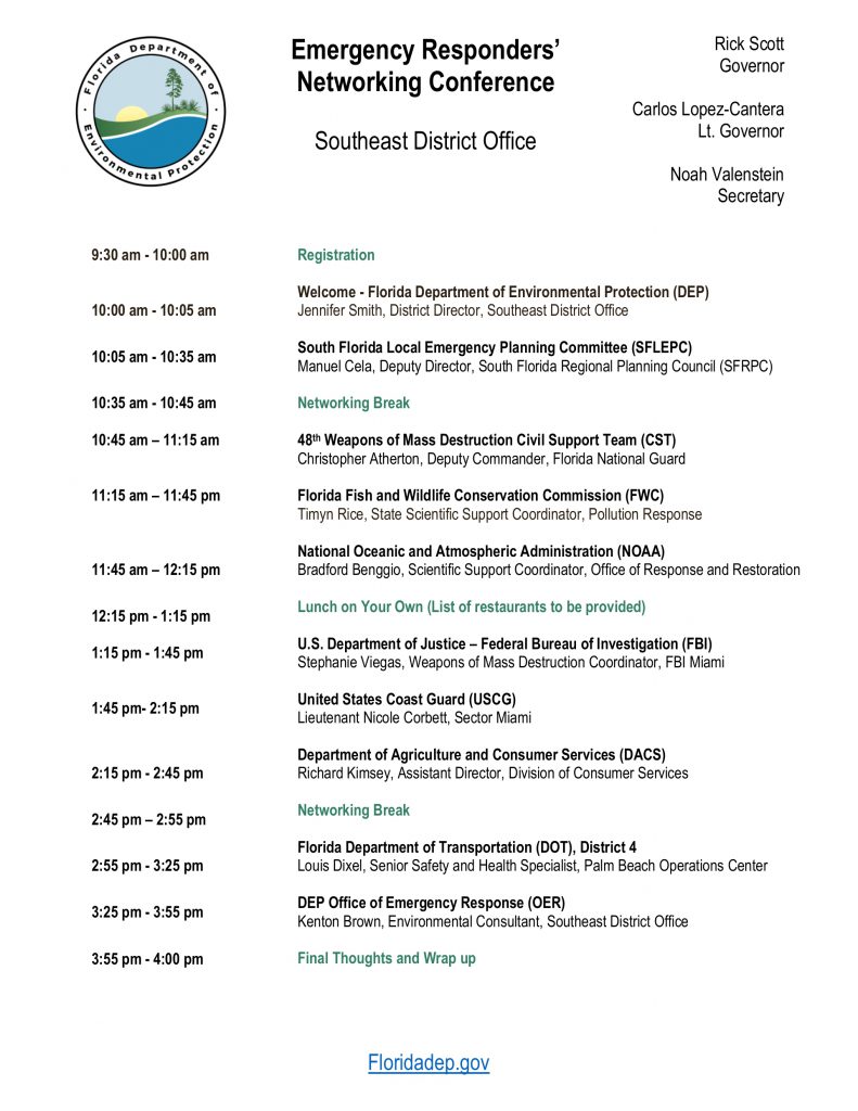 2nd Annual FDEP Emergency Responders Networking Conference - SFRPC