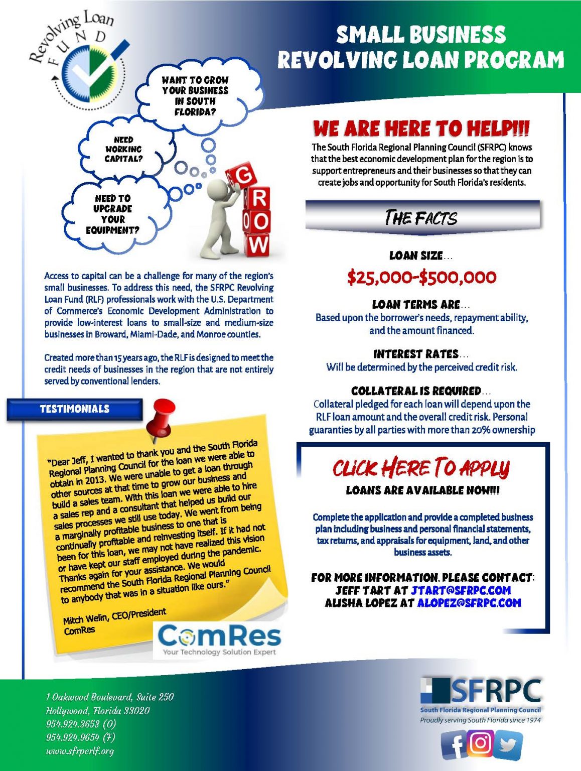 Revolving Loan Fund for Small Businesses - SFRPC